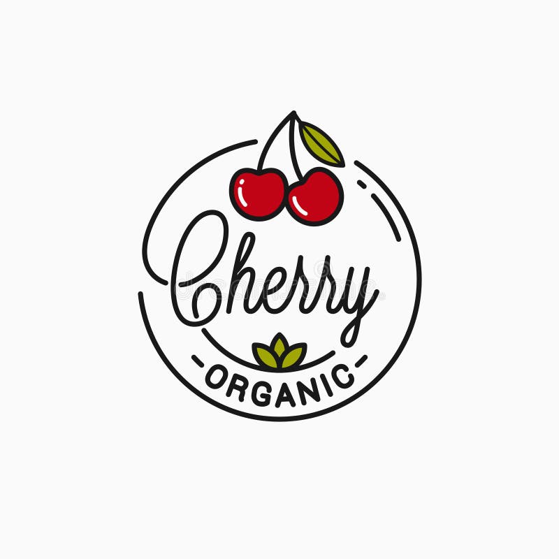 Cherry Logo. Round Linear Logo of Organic Cherry Stock Vector ...