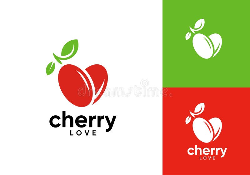 Cherry Love Fresh Fruit Logo Vector Design Stock Vector - Illustration ...