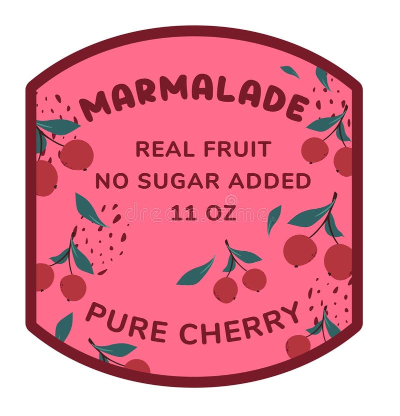 Cherry Marmalade Jar Label Vector Stock Vector - Illustration of cherry ...