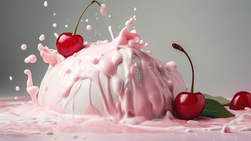 Cherry Milk Splash Background. Generative AI Stock Illustration - Illustration of calcium ...