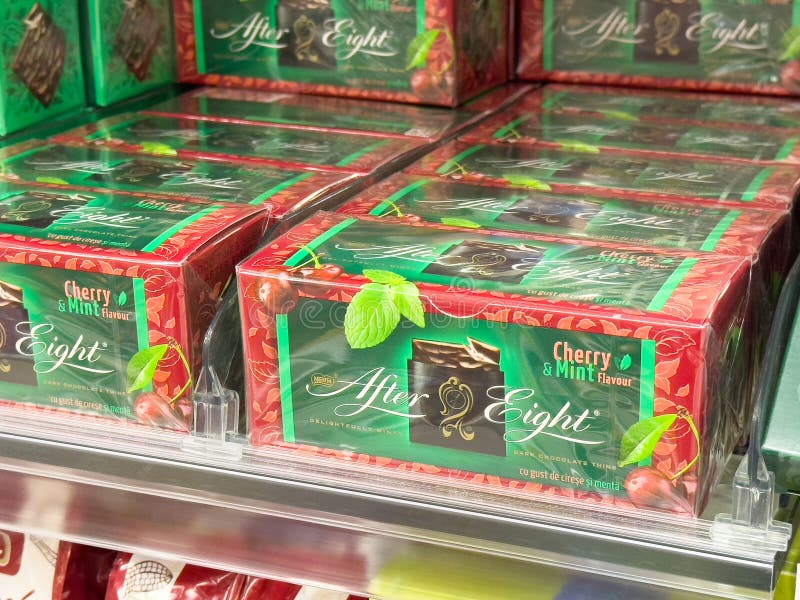 Cherry and Mint Flavored after Eight Boxes on Store Shelf Editorial ...