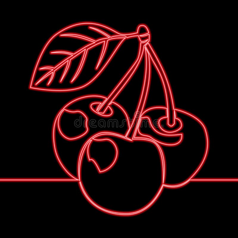 Cherry Neon Sign with Berries Icon Neon Glow Concept Stock Vector ...
