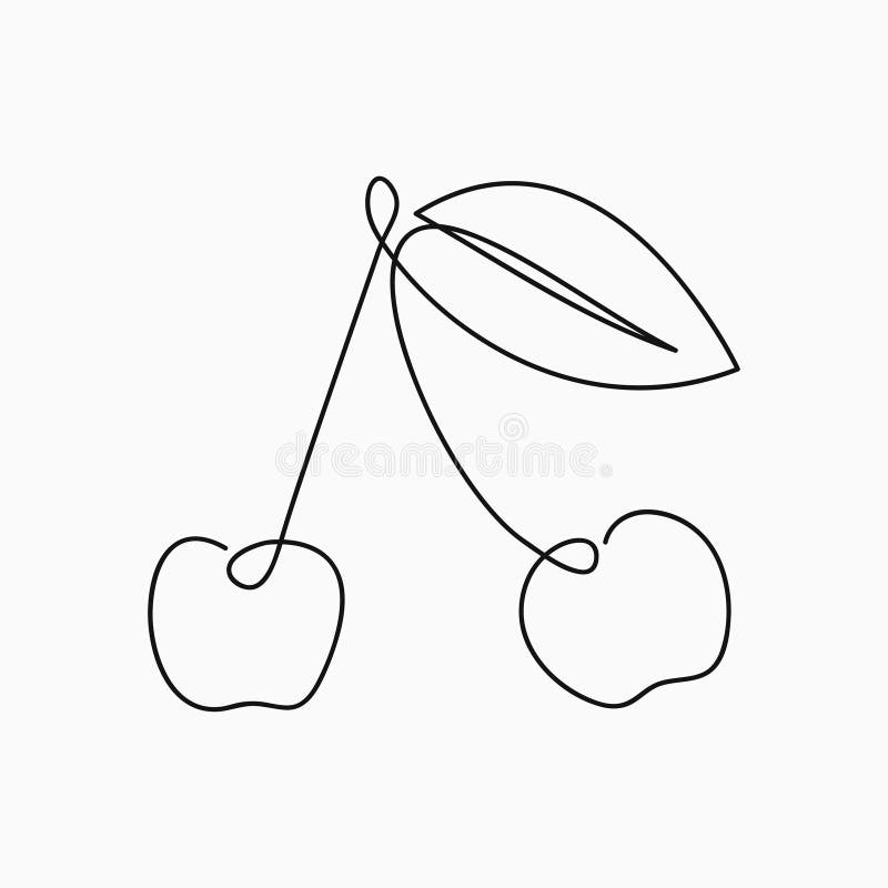 Cherry - One Line Drawing. Continuous Line Fruit. Hand-drawn Minimalist ... Cherry - One Line Drawing. Continuous Line Fruit. Hand-drawn Minimalist ...