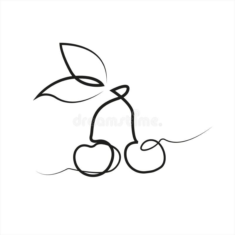 Cherry - one line drawing. stock vector. Illustration of abstract ...