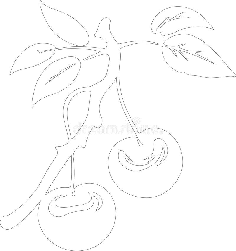 Cherry Outline Silhouette Generative Ai Stock Vector - Illustration of ...