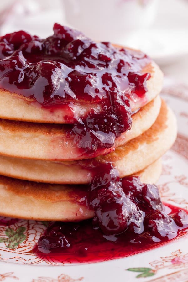 Cherry Pancakes stock image. Image of sweet, cuisine - 69946523