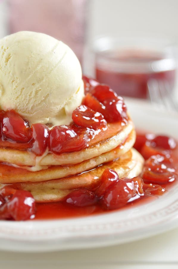 Cherry Pancakes stock photo. Image of delightful, food - 31909164