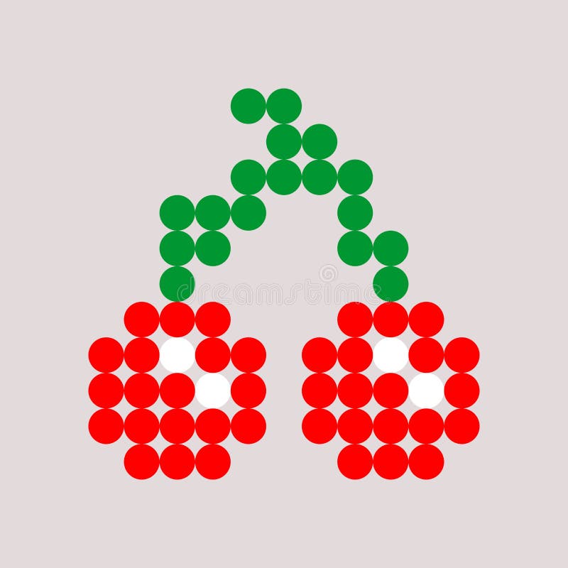 Cherry Pixel Art Icon, Pixel Illustration Stock Illustration ...