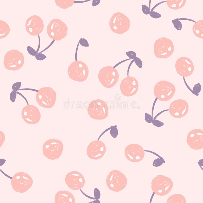 Cherry Pattern on Pink Background. Good for Wrapping Paper, Vector ...