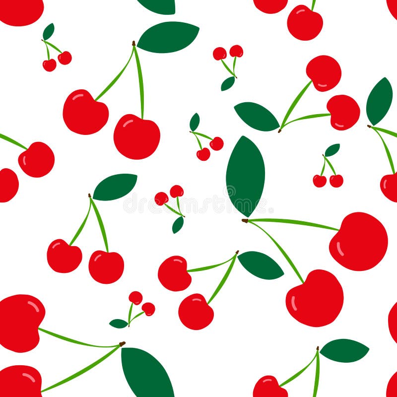 Cherry Pattern Drawing Style Stock Vector - Illustration of branches ...