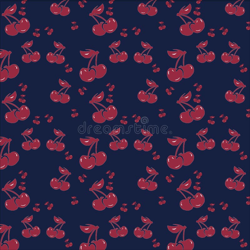 Cherry Pattern stock vector. Illustration of blue, continuous - 73448074