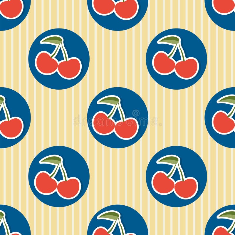 Cherry Pattern. Seamless Texture with Ripe Red Cherries Stock Vector ...