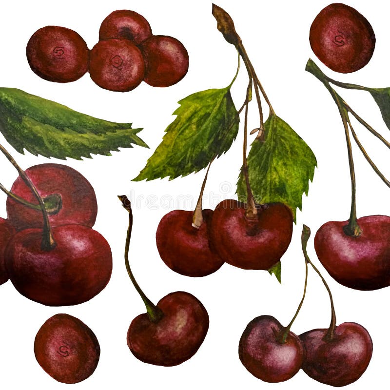 Cherry Pattern Summer Illustration for Fabric Art Stock Vector ...