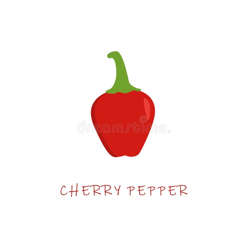 Cherry Pepper Flat Design Vector Illustration. Cherry Chili Stock ...