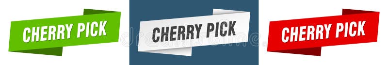 Cherry Pick Banner. Cherry Pick Ribbon Label Sign Set Stock Vector ...