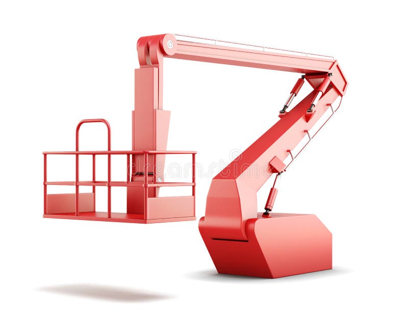 Cherry Picker or Boom Lift on White Background. 3d Rend Stock ...