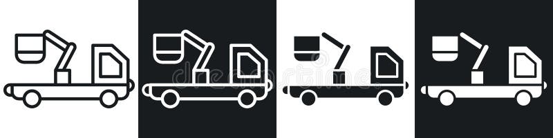 Cherry Picker Thin Line Icon Set Stock Vector - Illustration of symbol ...