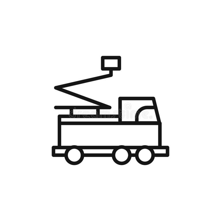 Cherry Picker Thin Line Icon Set Stock Vector - Illustration of vehicle ...