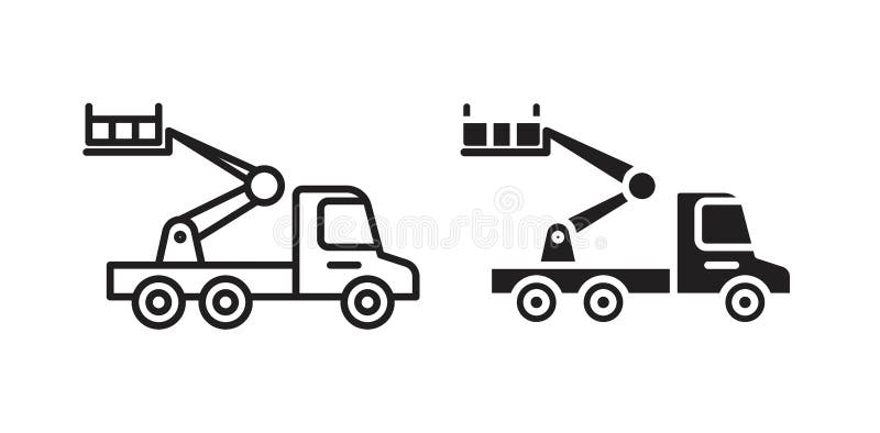 Cherry Picker Thin Line Icon Set Stock Vector - Illustration of design ...