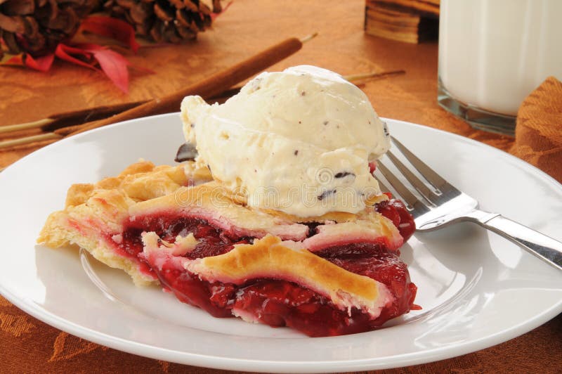 Cherry pie ala mode stock photo. Image of fruit, beverage - 28116498