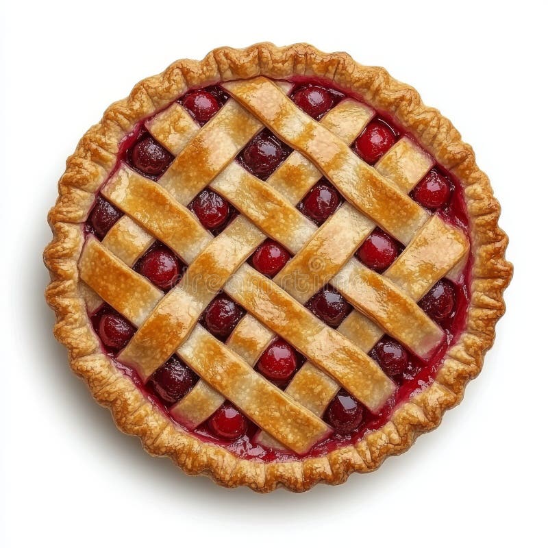 A Cherry Pie Displayed from an Overhead Angle on a White Surface Stock ...