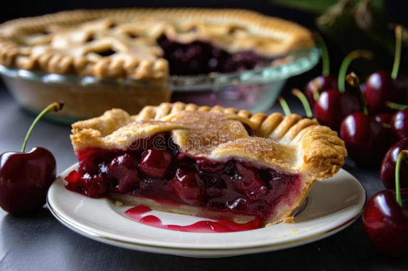 Cherry Pie with Flaky Crust and Oozing Cherry Filling Stock ...