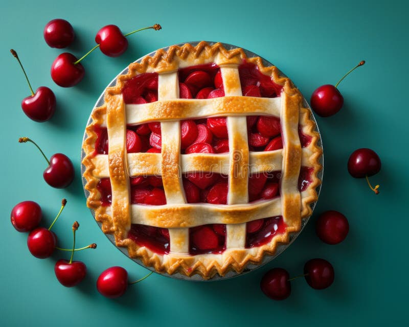 Cherry Pie with Lattice Top View Stock Illustration - Illustration of ...