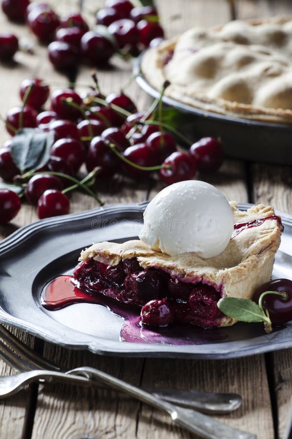 Cherry Pie and Ripe Berries on the Table. Horizontal Stock Image ...