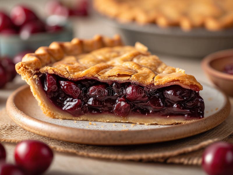 Cherry pie on the table stock illustration. Illustration of ingredient ...
