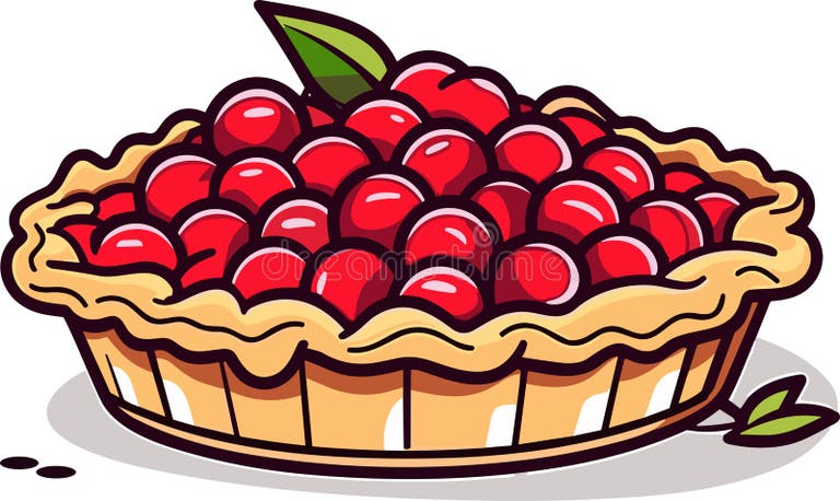 Cherry Pie Vector Illustration Stock Vector - Illustration of sweet ...