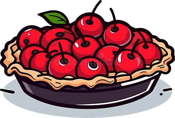 Cherry Pie Vector Illustration Stock Vector - Illustration of dinner ...