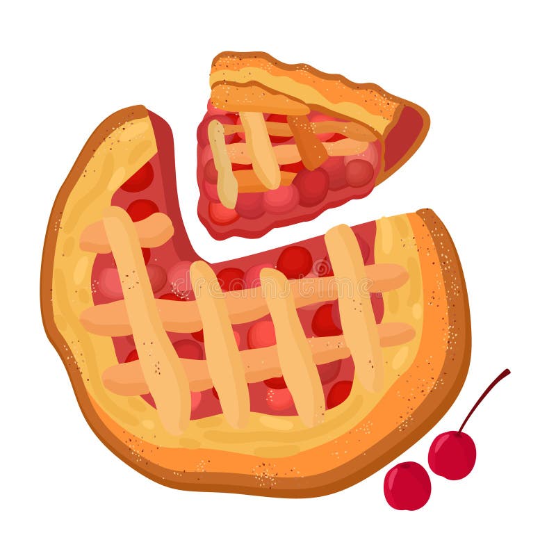Cherry Pie. Vector Isolated Illustration Stock Vector - Illustration of ...