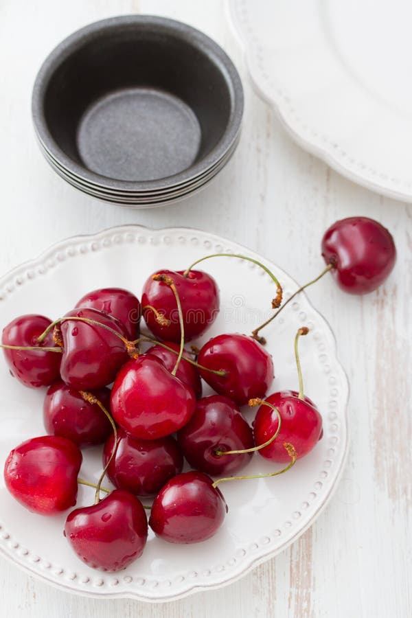 Cherry on plate stock photo. Image of cherries, fruit - 31962478
