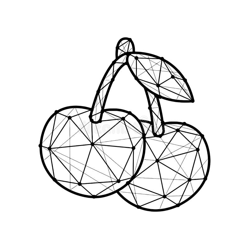 Cherry Polygonal Icon Isolated on White Background. Stock Vector ...