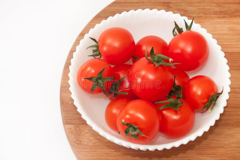 Cherry Potatoes in the White Bowl Stock Image - Image of hardwood ...