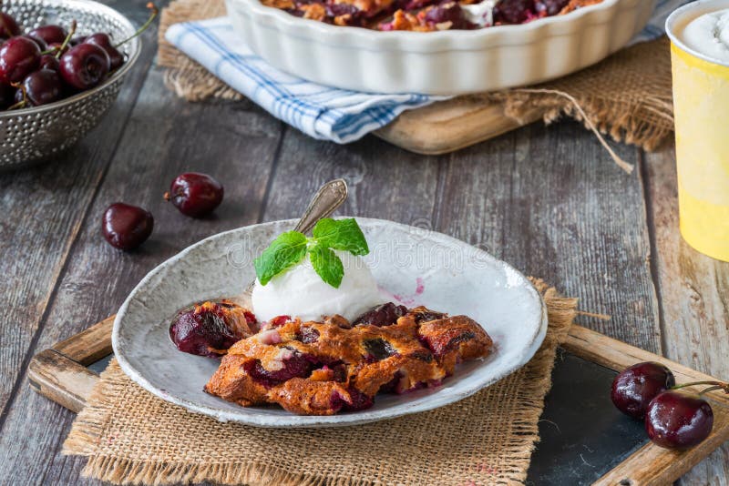 Cherry pudding stock image. Image of calories, homemade - 185953189