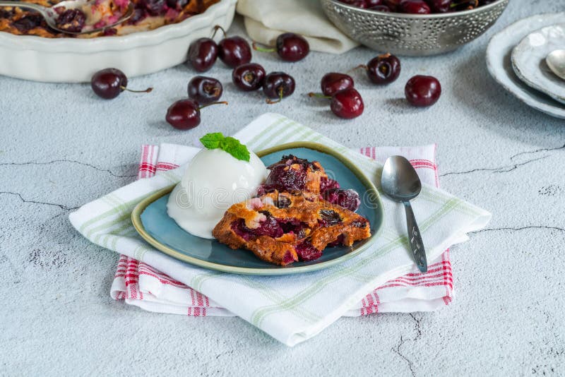 Cherry pudding stock photo. Image of cuisine, calories - 185953314
