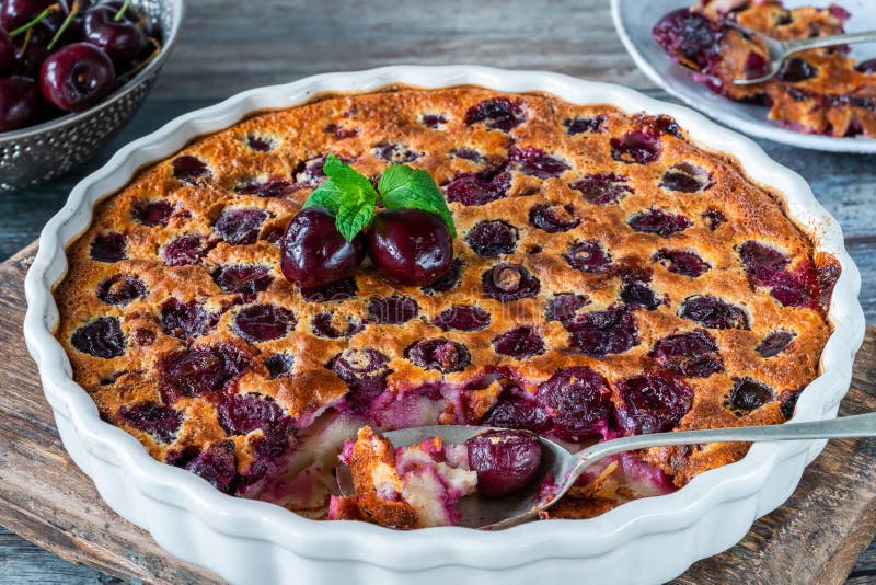 Cherry pudding stock photo. Image of calories, bakewell - 185953546