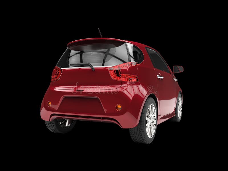 Cherry Red Compact Car - Rear View Stock Illustration - Illustration of ...