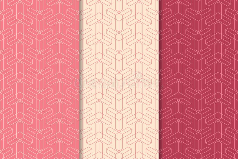 Cherry Red Geometric Seamless Patterns Stock Vector - Illustration of ...