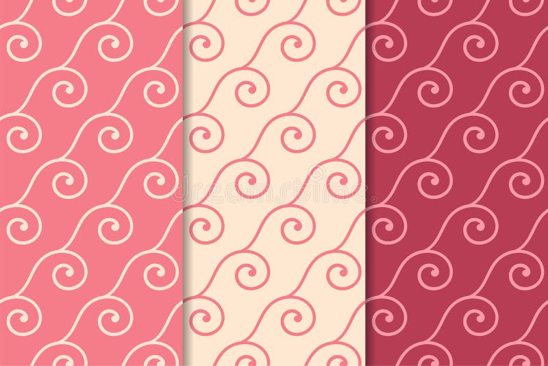 Cherry Red Geometric Seamless Patterns Stock Vector - Illustration of ...