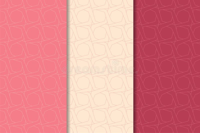 Cherry Red Geometric Seamless Patterns Stock Vector - Illustration of ...