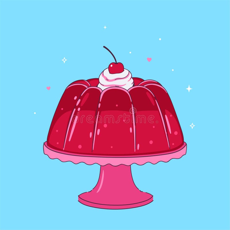 Cherry Red Jelly in a Pink Plate. Vector Graphics Stock Vector ...
