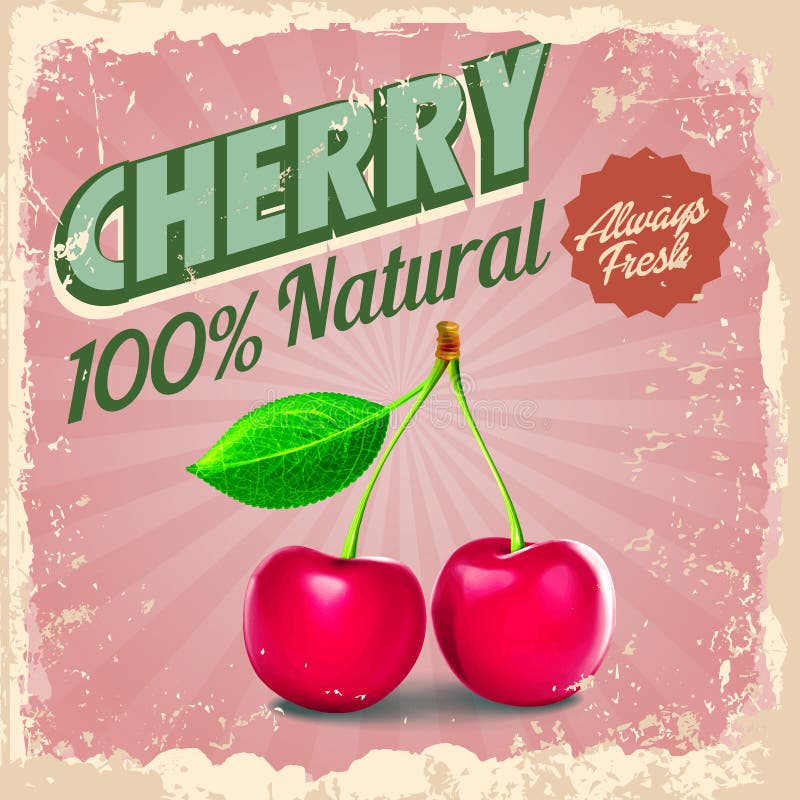 Cherry retro stock vector. Illustration of retro, strawberry - 60582020