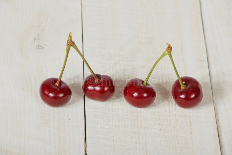 Cherry Ripe, Fresh on a Wooden Table. Cherry Red Ripe. Fresh Cherry on ...