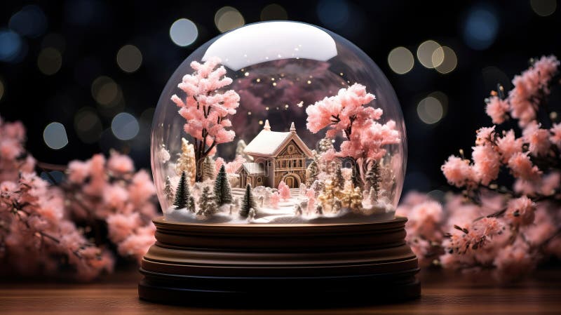 Cherry Sakura Spring Blossom Tree Inside Glass Snow Globe Enchanting ...