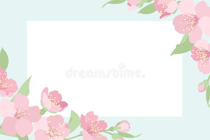 Cherry Sakura Tree Blossom Template Corner Frame Stock Vector ...