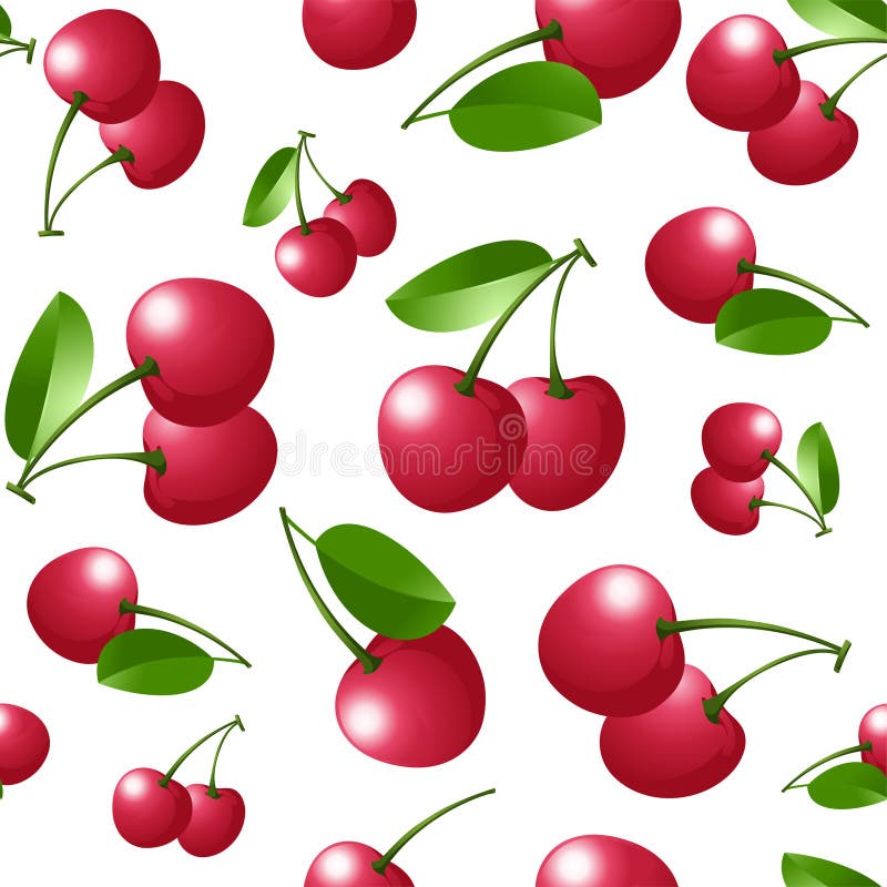 Cherry Seamless Pattern on Dark Blue Background EPS 10 Vector Stock Vector - Illustration of ...
