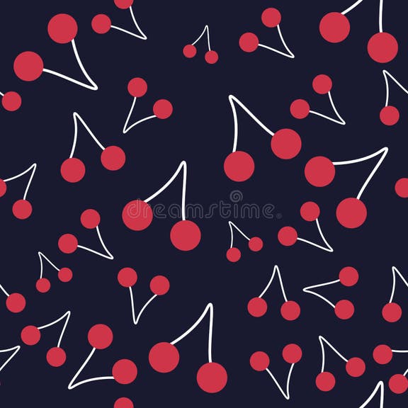 Cherry Seamless Pattern on Dark Blue Background EPS 10 Vector Stock ...