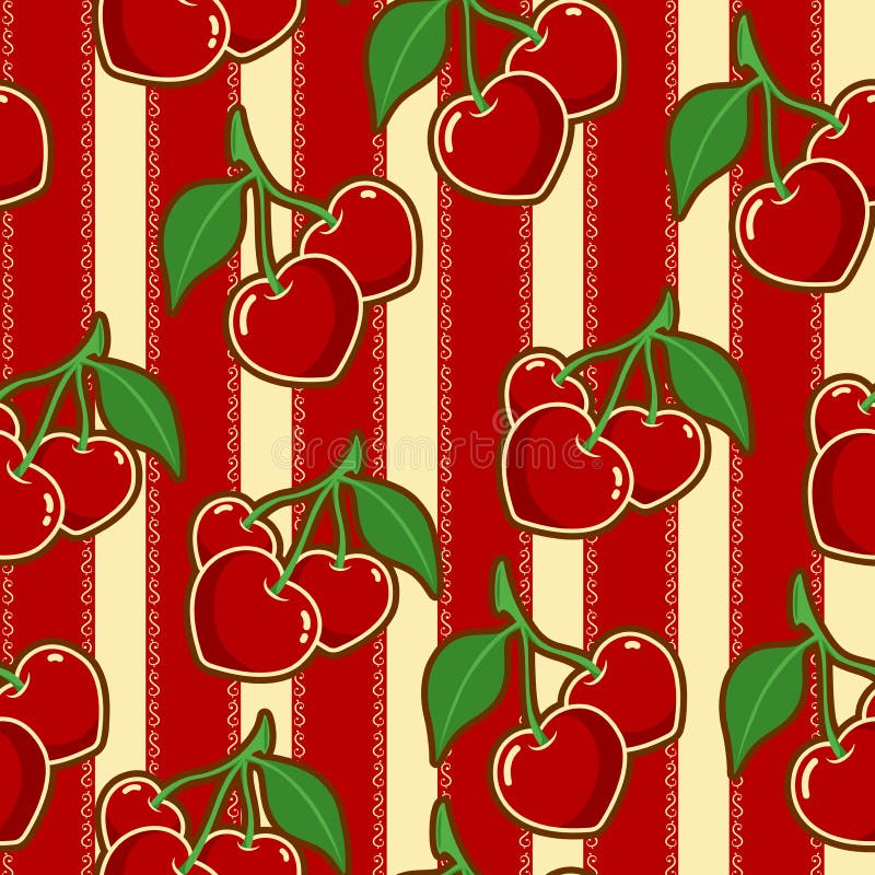 Cherry Seamless Pattern stock vector. Illustration of vector - 32673020